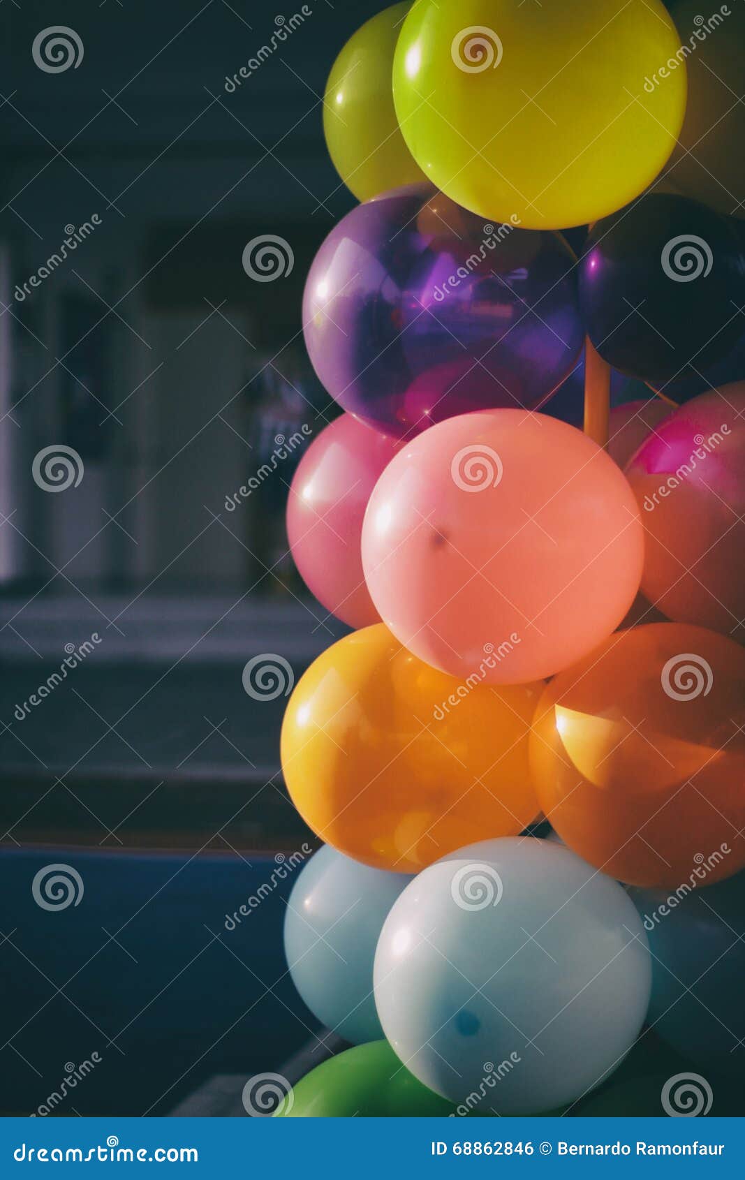 Colorful ballon column stock photo. Image of yellow, purple - 68862846