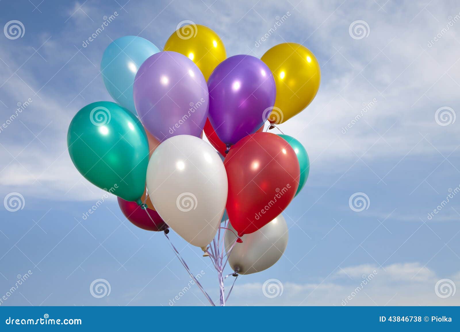 Colorful Ballons in a Blue Sky Stock Photo - Image of happiness, heaven ...