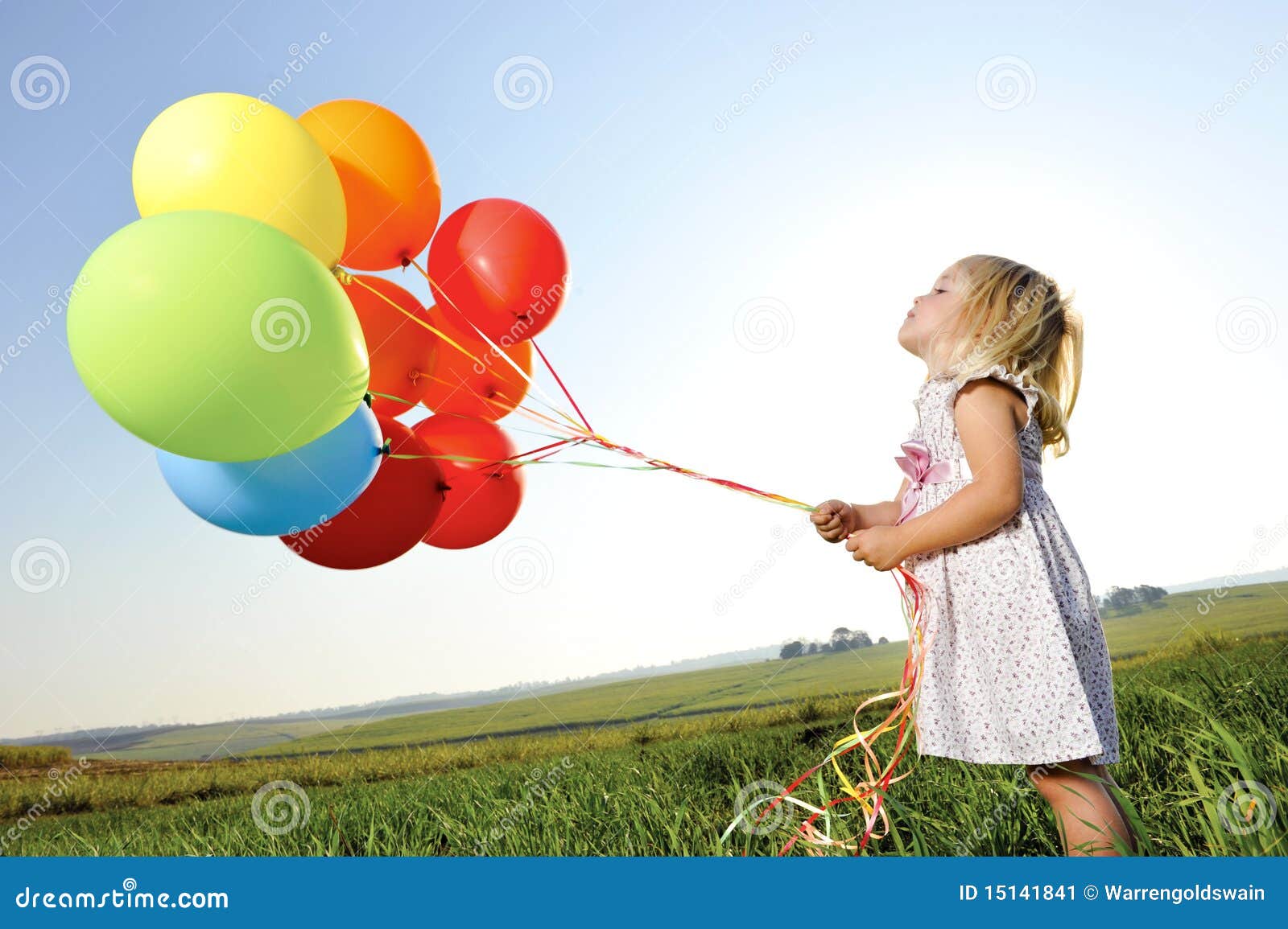 Colorful balloon girl stock image. Image of blonde, bunch - 15141841