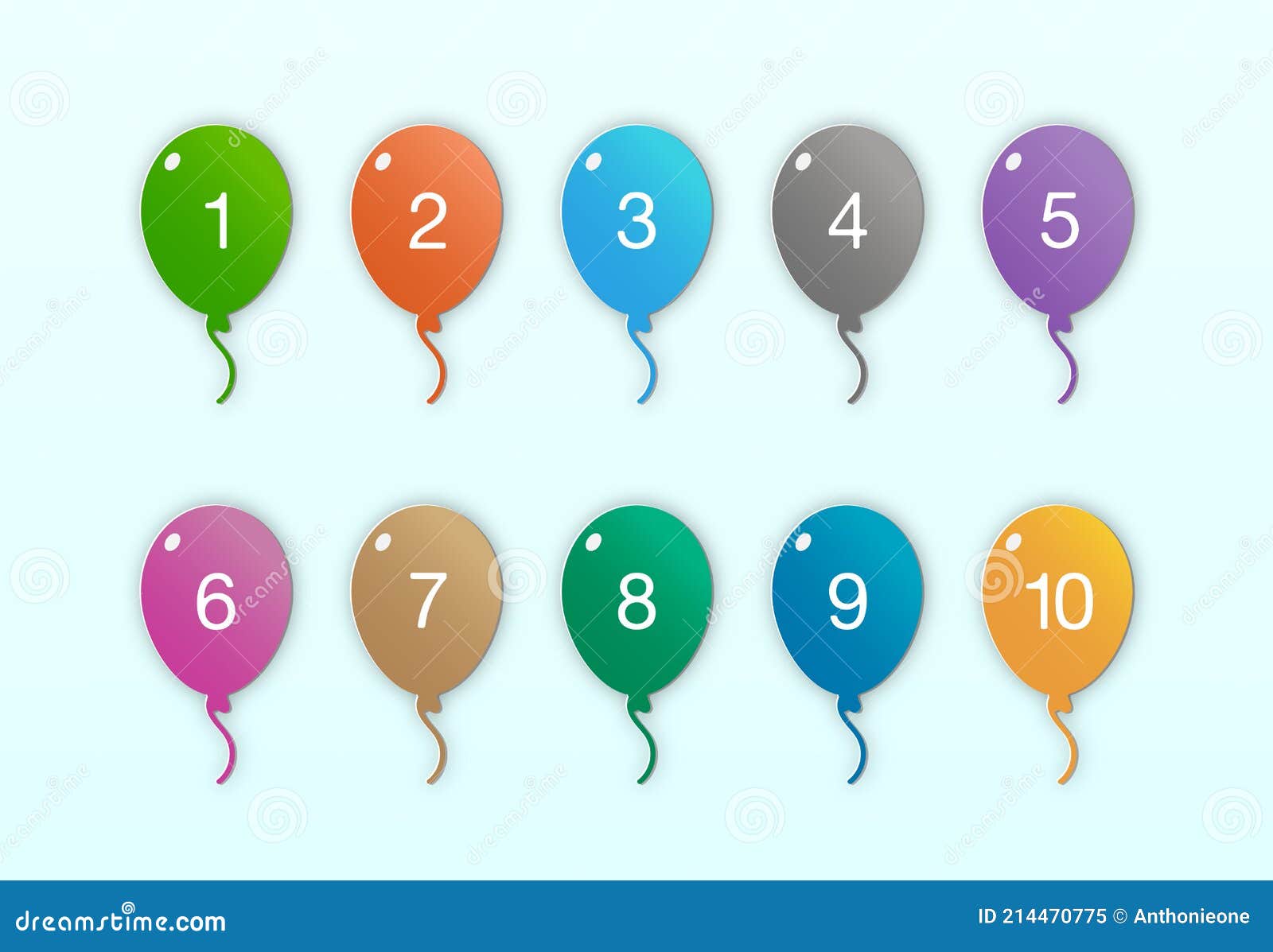 Colorful Balloon Number Set in Round Shape Vector Illustration Stock ...