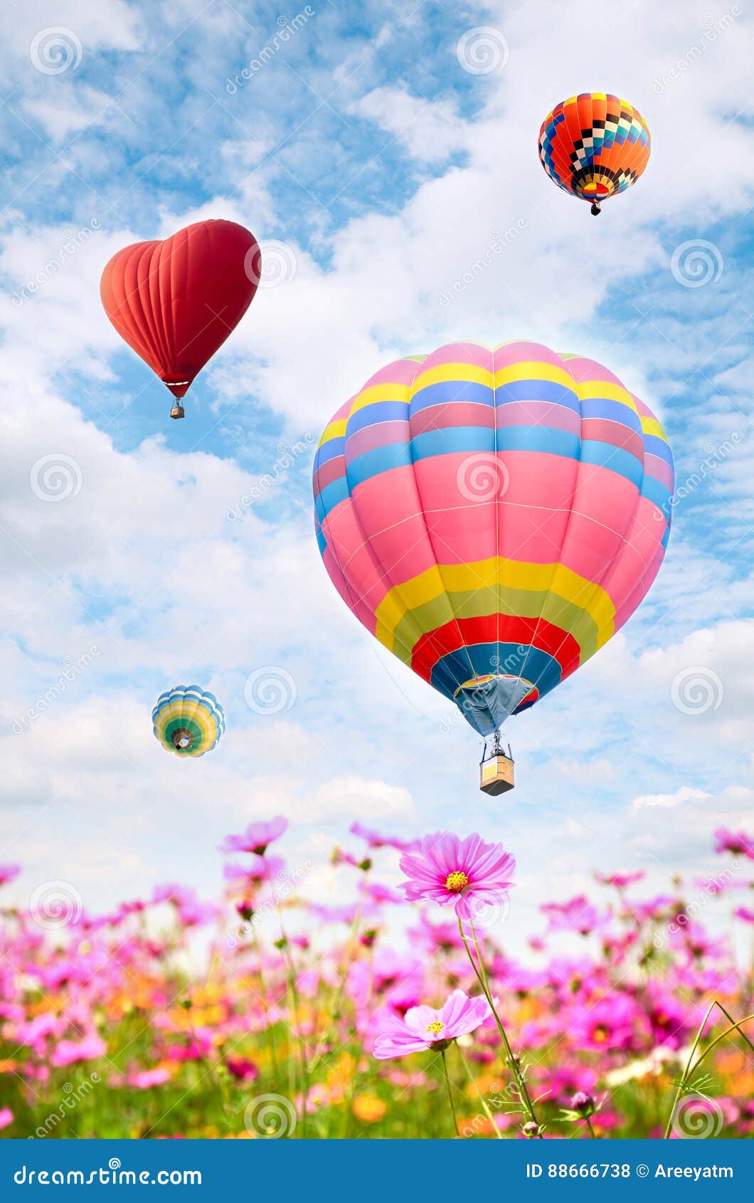 Colorful Balloon Over Bright Sky. Stock Photo - Image of bright, view ...