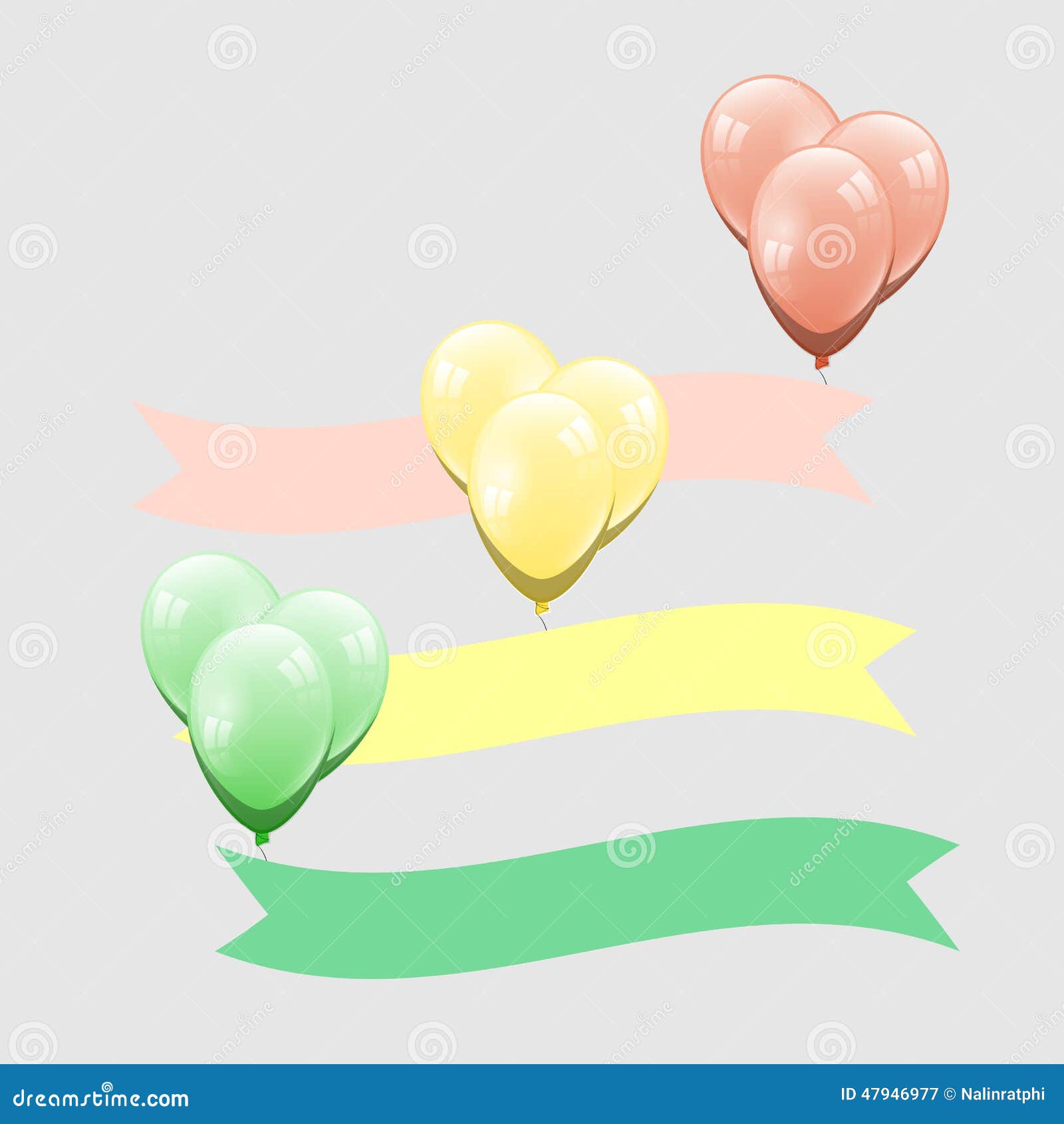 Colorful Balloon with Ribbon Element Stock Vector - Illustration of ...