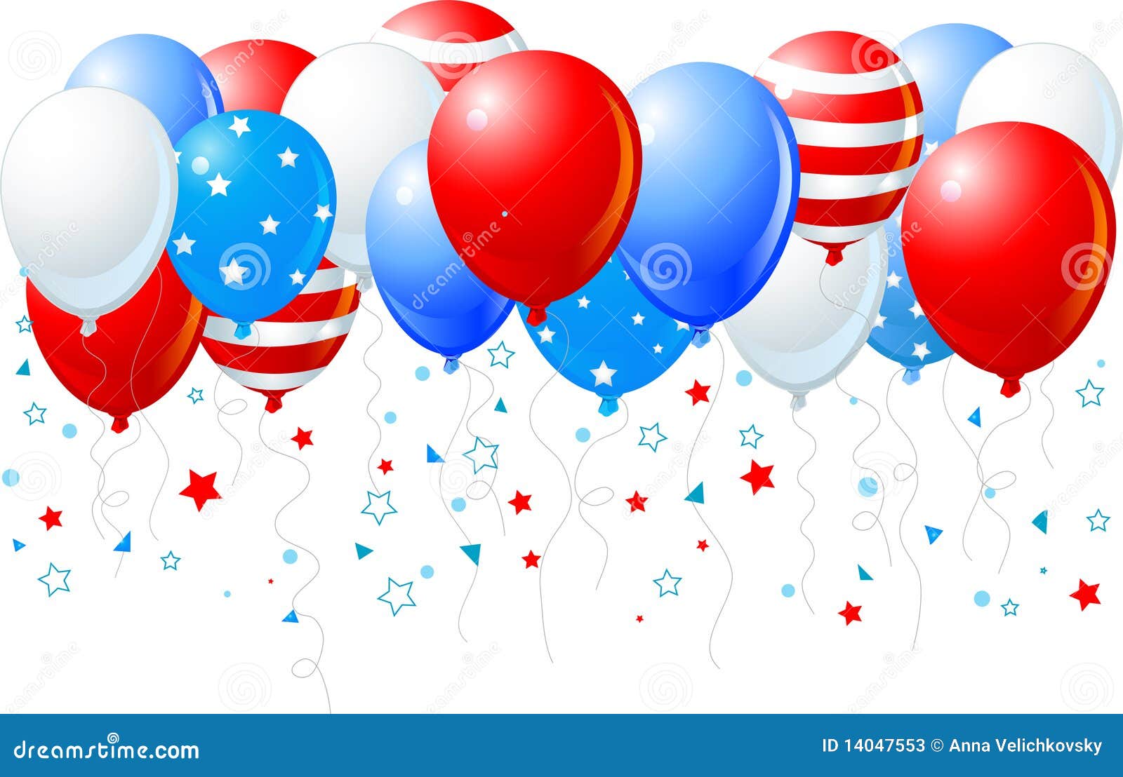 Colorful Balloons of 4 of July Flying Up Stock Vector - Illustration of ...