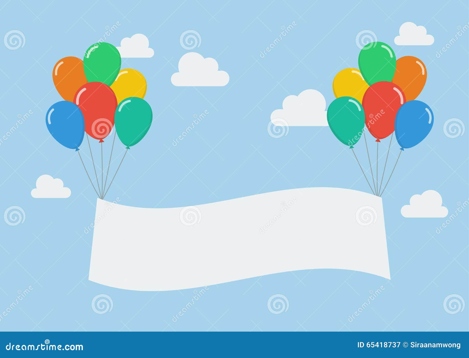 Colorful Balloons with Banner Stock Vector - Illustration of inflatable ...
