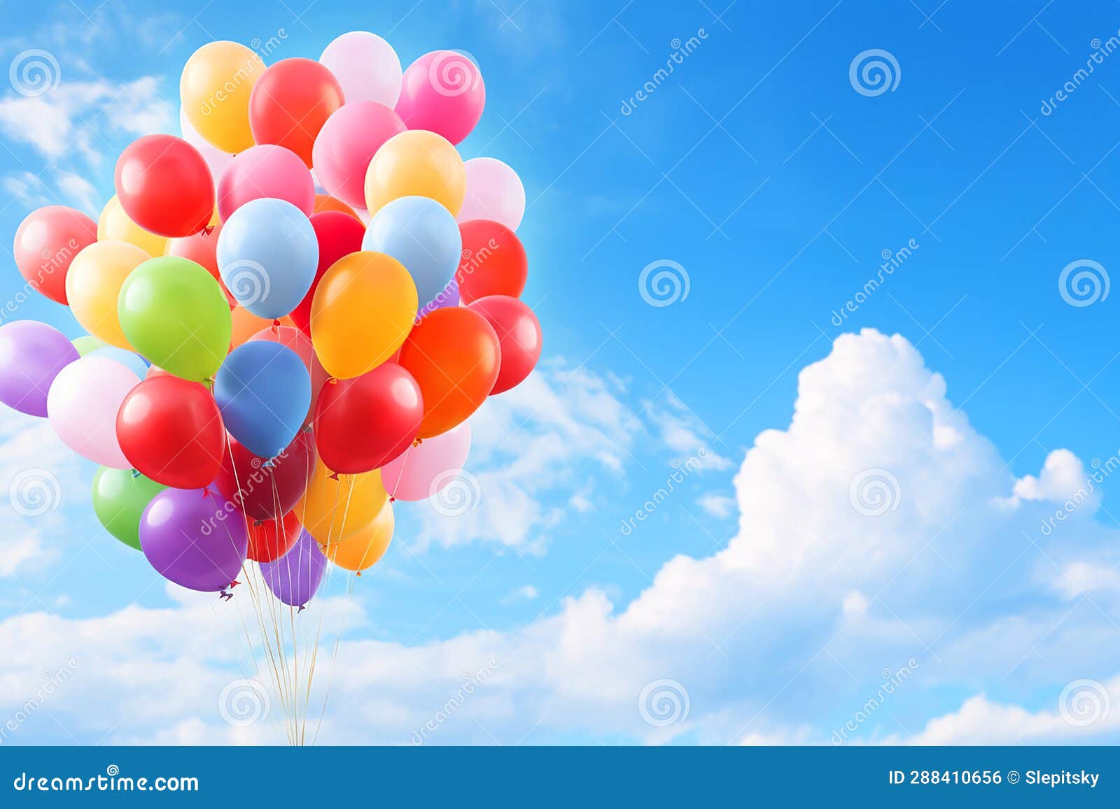 Colorful Balloons in the Blue Sky Stock Photo - Image of multicolored ...