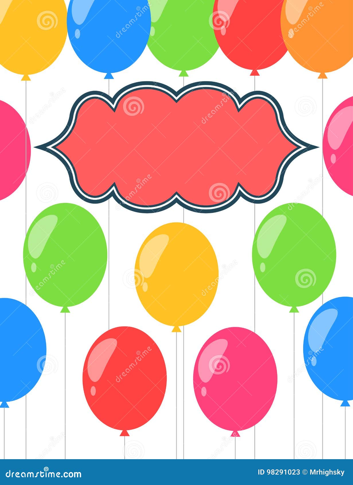 Colorful Balloons Card Design Stock Vector - Illustration of party ...