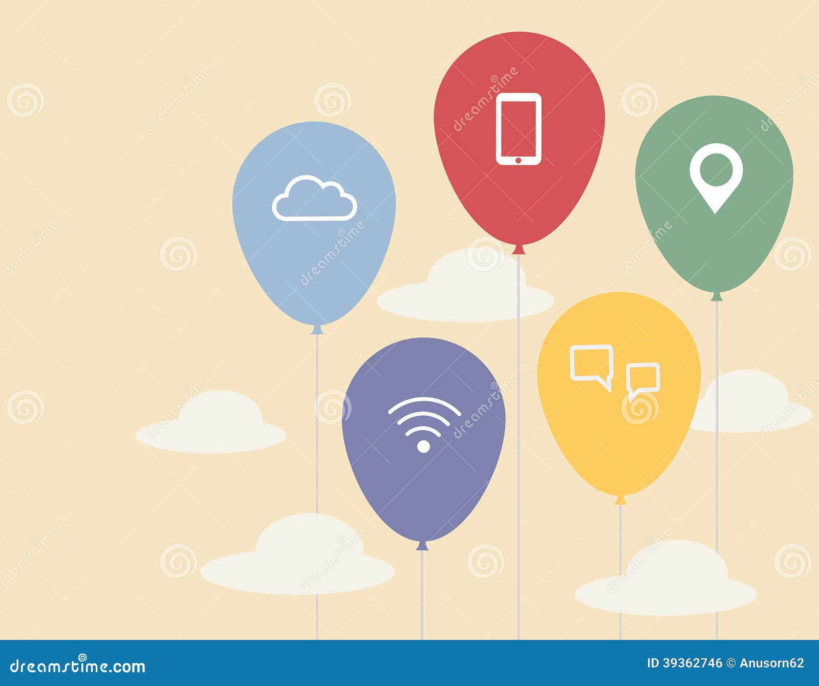 Colorful Balloons with Communication Icon Stock Vector - Illustration ...