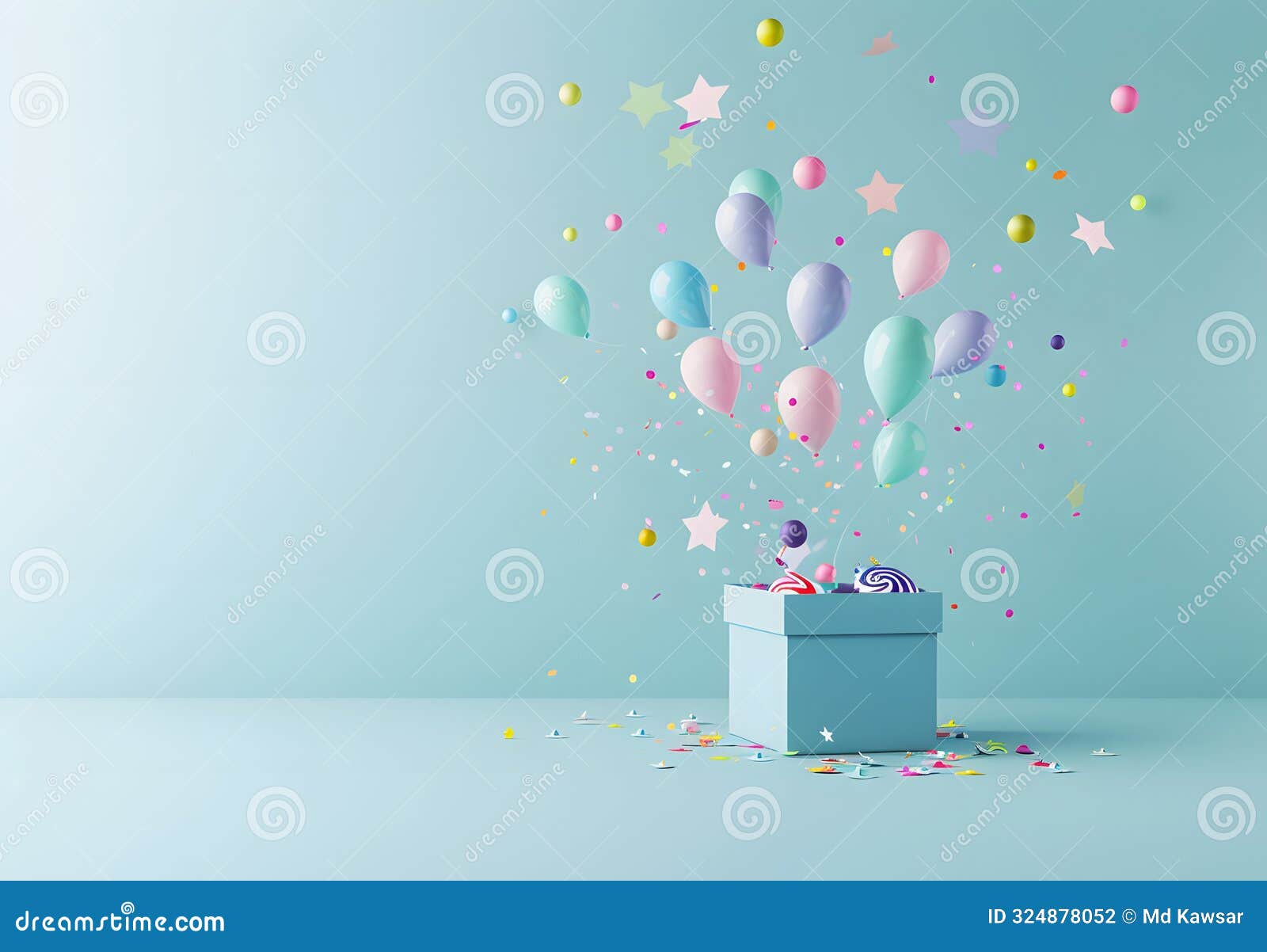 Colorful Balloons Exploding from Gift Box Stock Illustration ...