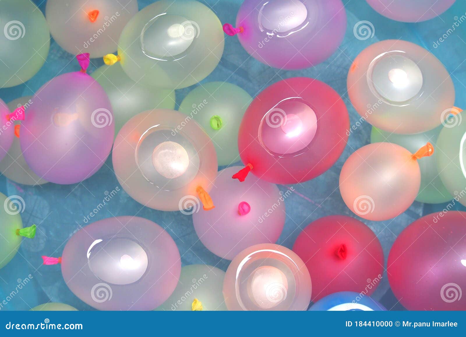 Colorful Balloons Filled with Water in the Pool Stock Photo - Image of ...