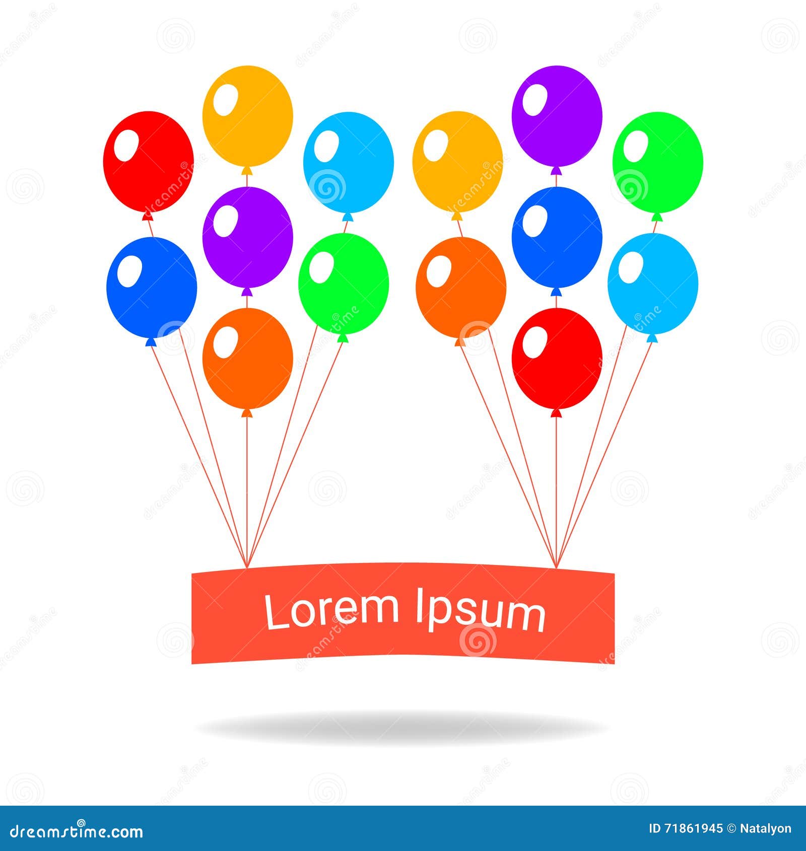 Colorful Balloons Flat Style Card Template, Vector Stock Vector ...