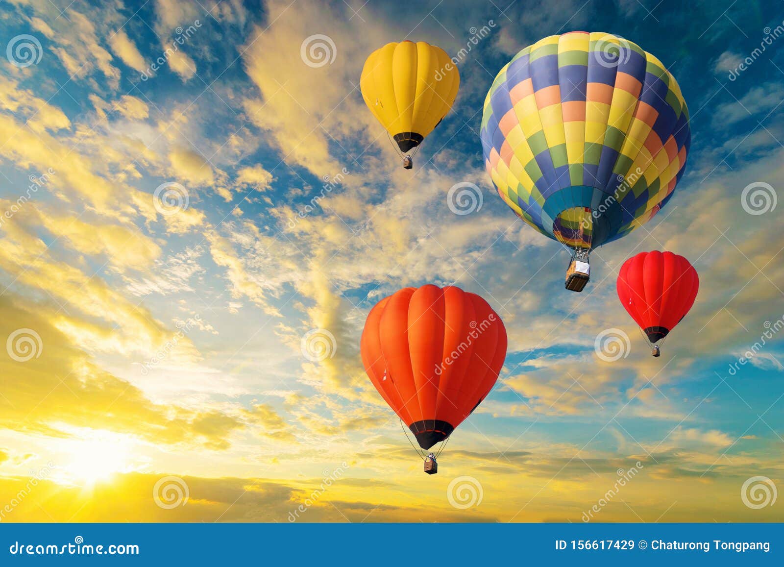 Colorful Balloons Floating in the Sky at Sunset Stock Image - Image of ...