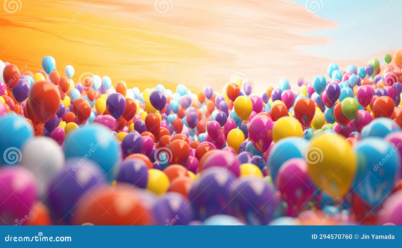 Colorful Balloons Flying in the Sky. 3d Render Illustration Stock ...