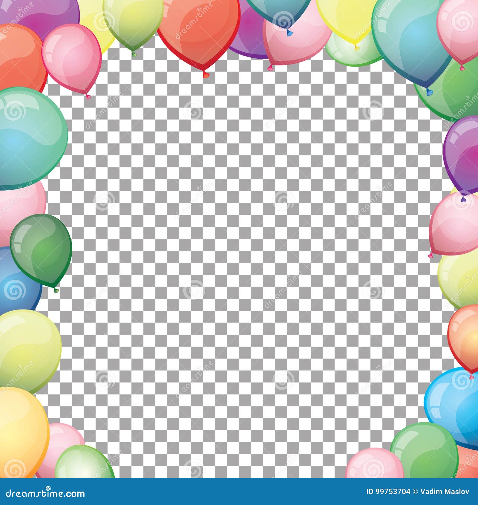 Balloons With Frame Border Celebration Party, Cool Colors Concept ...