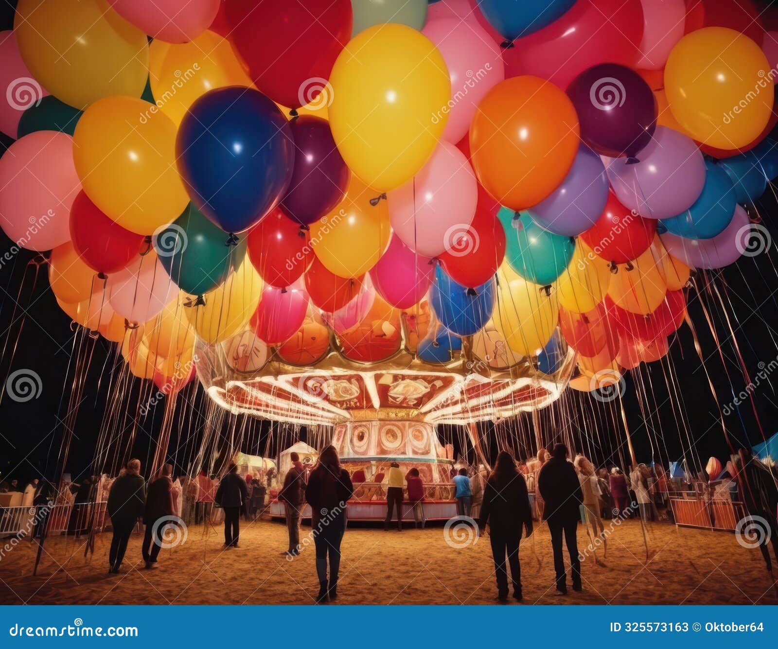 Colorful Balloons at a Fun Fair Stock Illustration - Illustration of ...