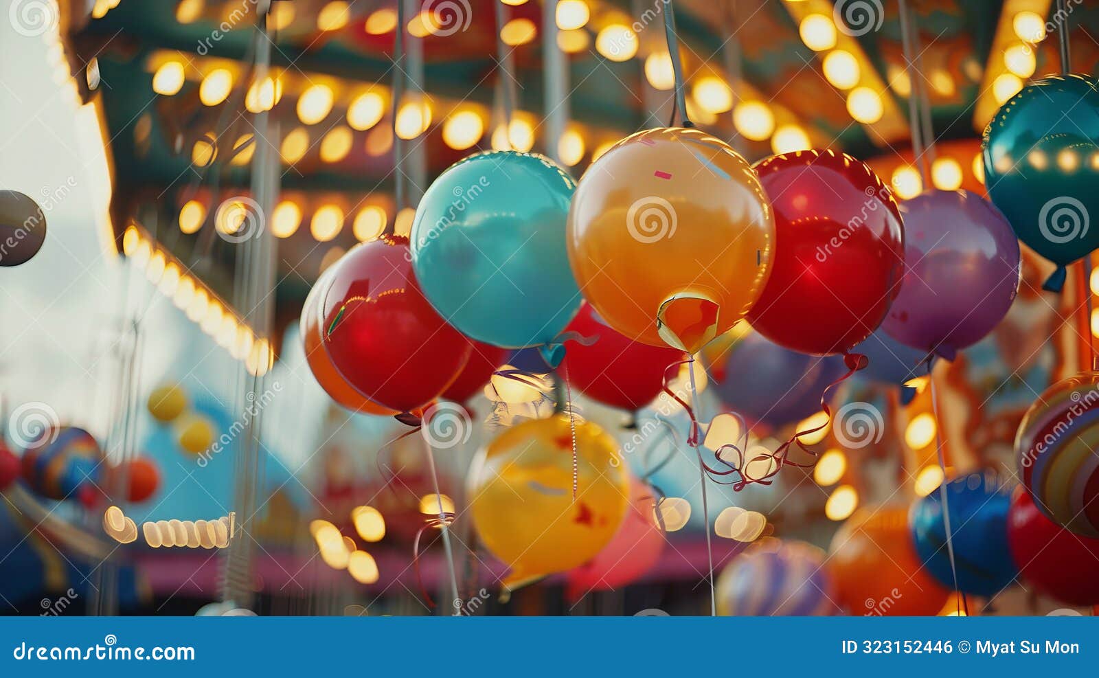 Colorful Balloons at a Funfair Event Stock Illustration - Illustration ...