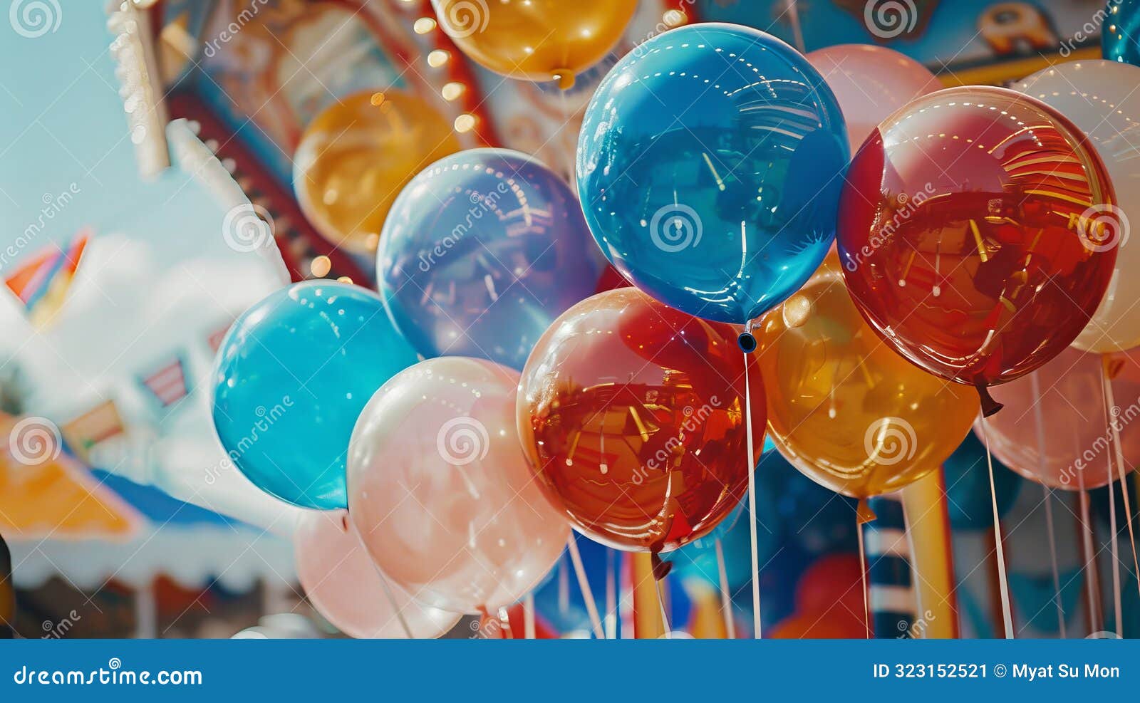 Colorful Balloons at a Funfair Event Stock Illustration - Illustration ...