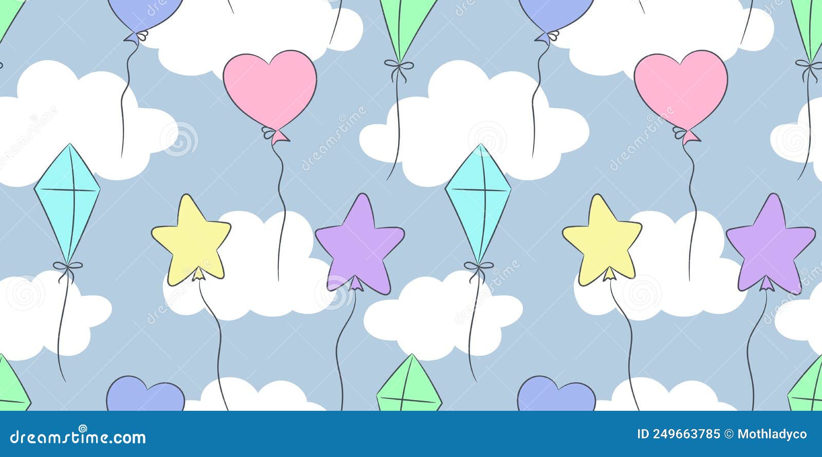 Colorful Balloons and the Sky, Vector Pattern, Repeating Background ...