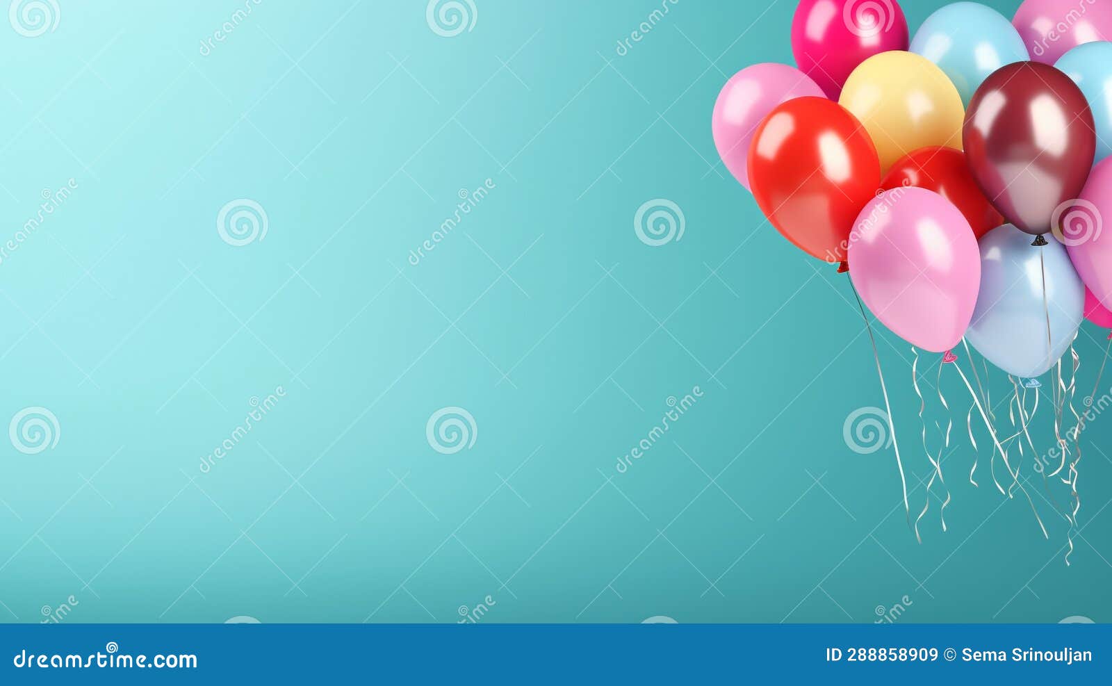 Colorful Balloons and Space for Text on Blue Background. - Generative ...