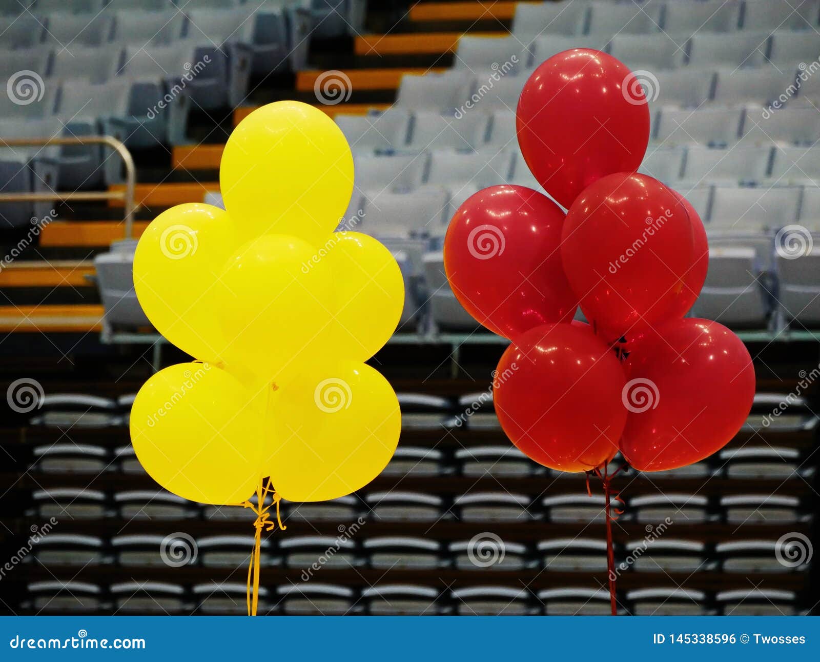 Colorful balloons on stage stock photo. Image of helium - 145338596