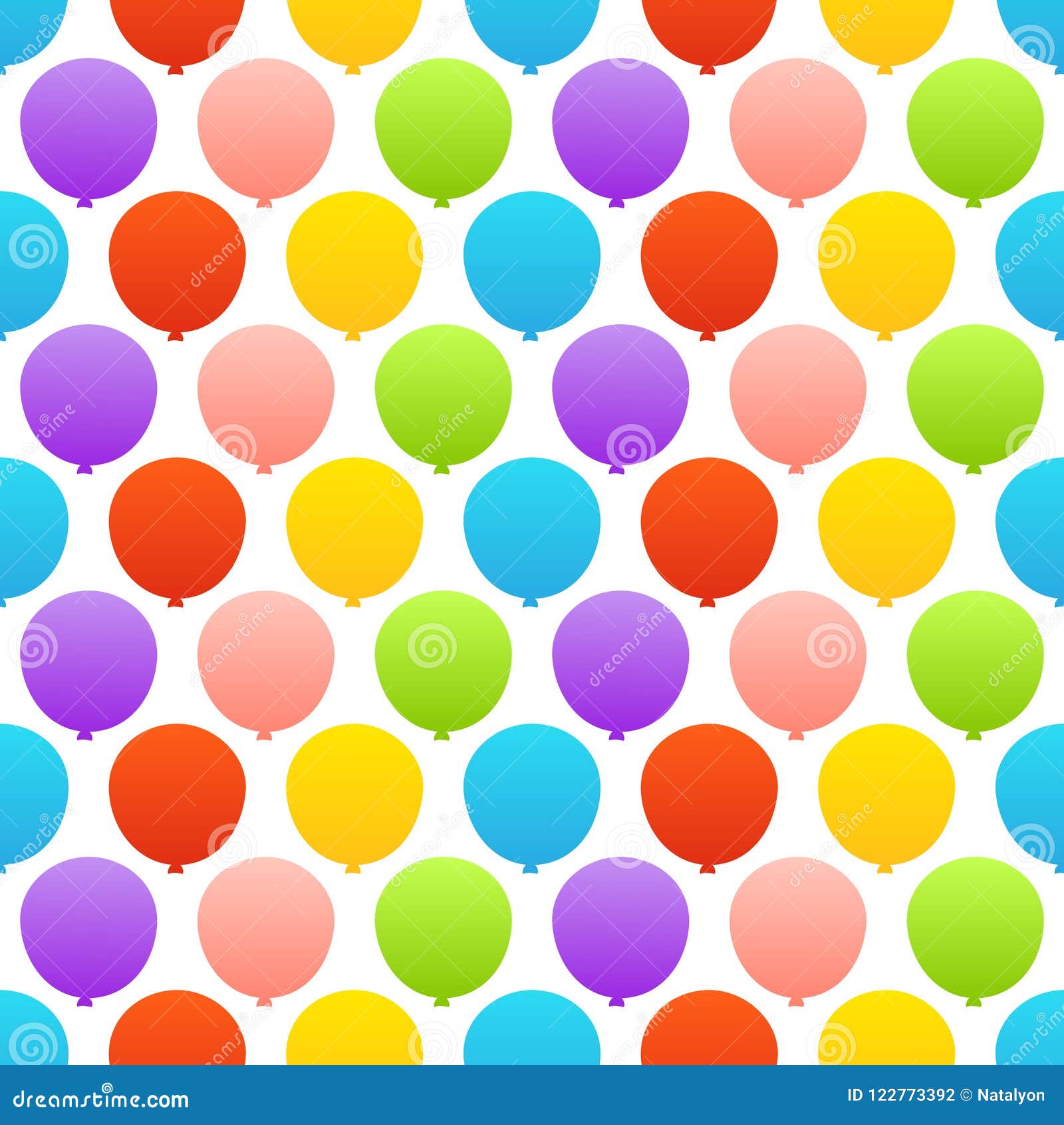 Colorful Balloons on White Simple Seamless Pattern, Vector Stock Vector ...