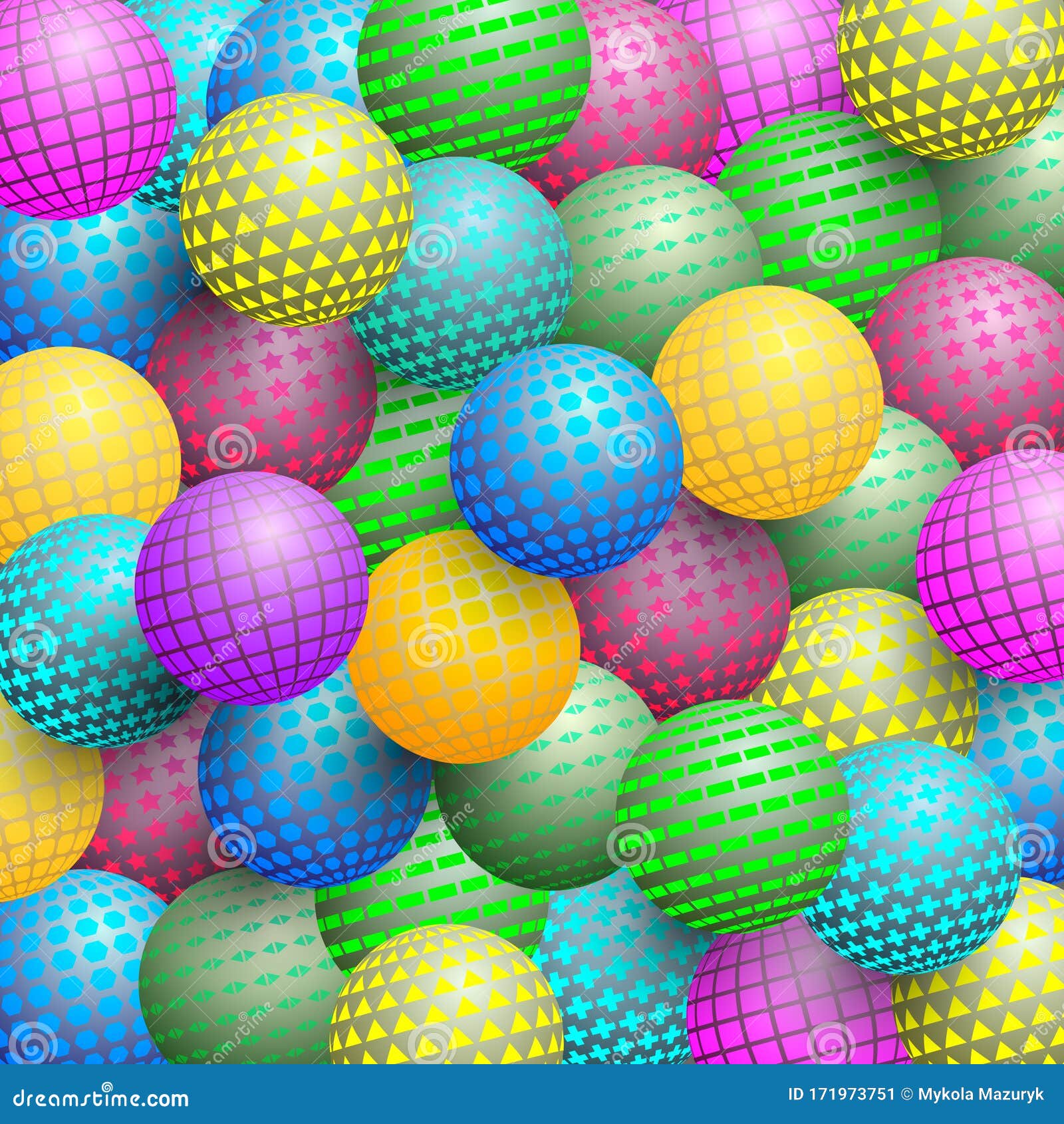 Colorful Balls with Different Shapes on Surface. Background for Any ...