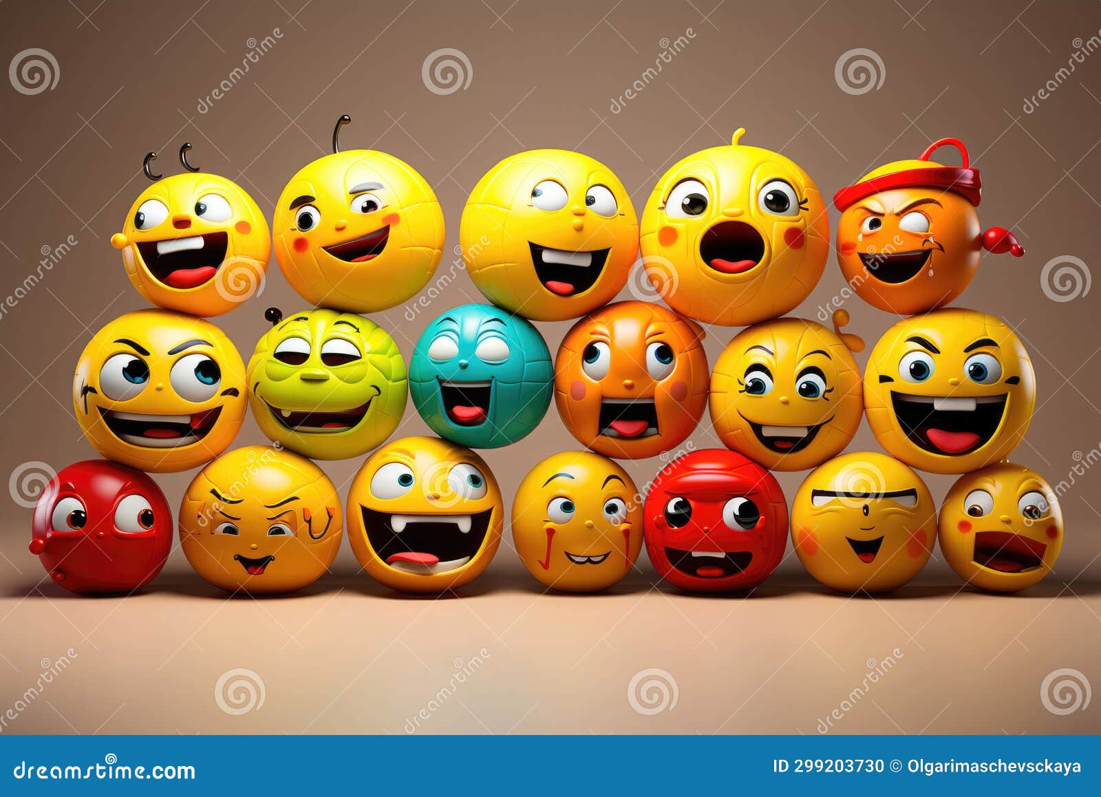 Colorful Balls with Different Smiles Emoticons Stock Illustration ...
