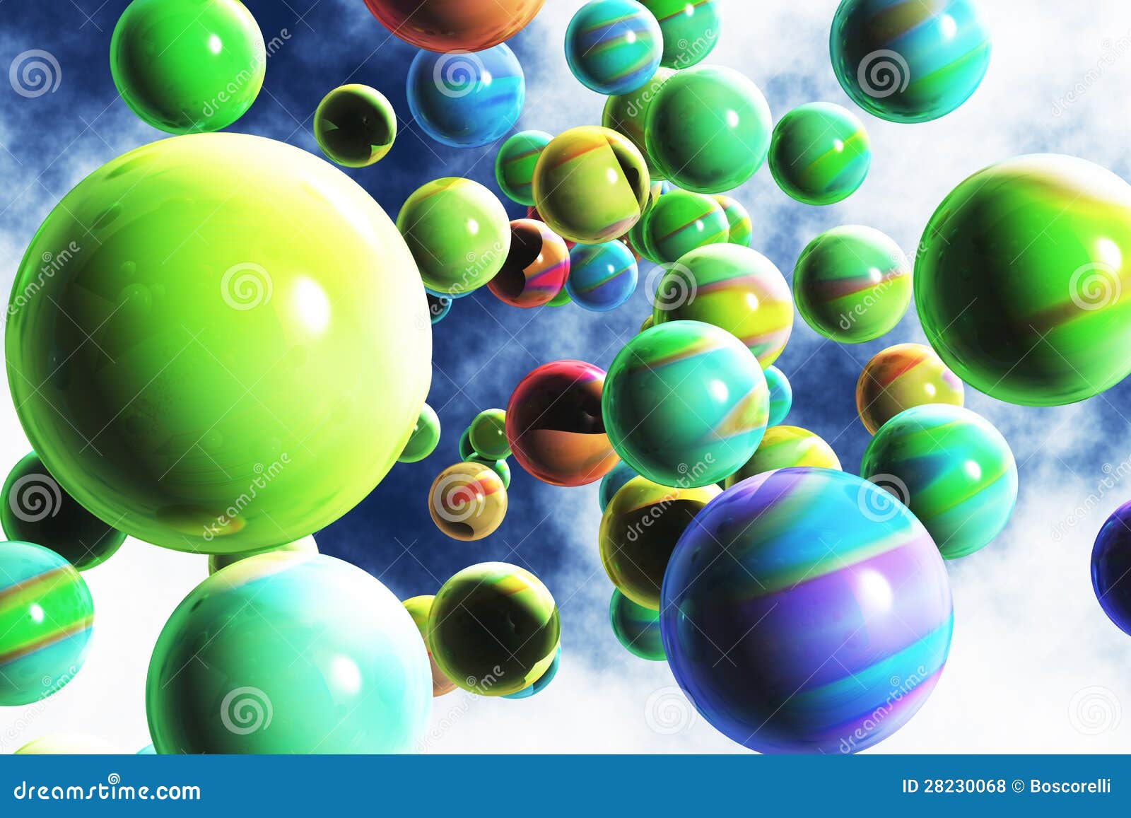 Colorful Balls Flying 3D Render 1 Stock Illustration - Illustration of ...