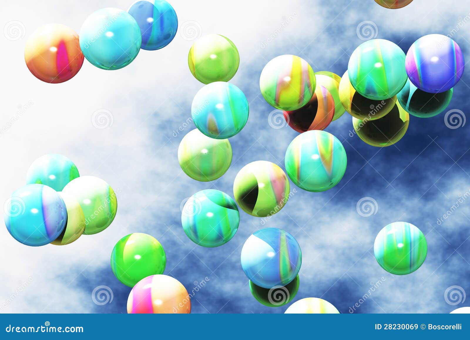 Colorful Balls Flying 3D Render 1 Stock Illustration - Illustration of ...