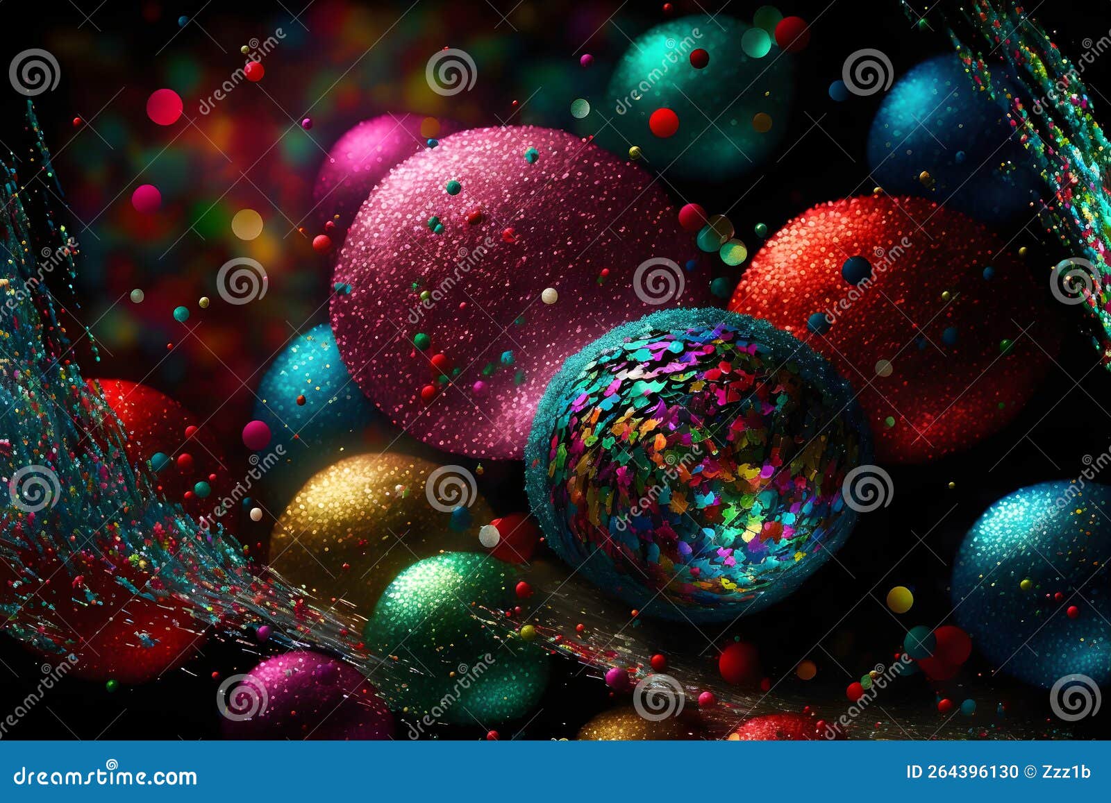 Colorful Balls With Glitter Close Background, Neural Network Generated ...