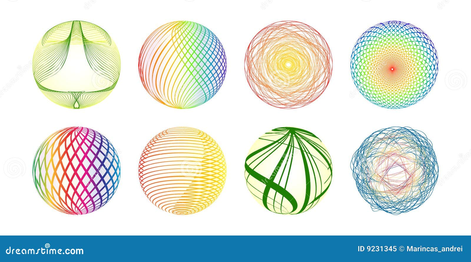 Colorful Balls Made of Lines Stock Vector - Illustration of spiral ...