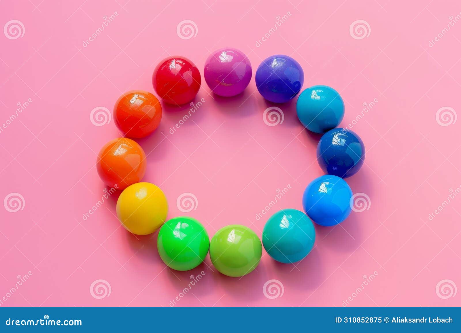 A Color Palette of Balls on a Pink Background . Colorful Balls Stock ...