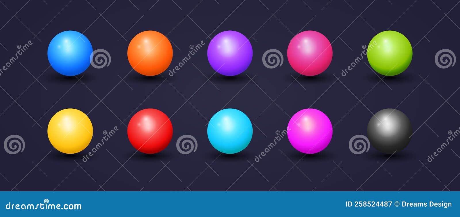 Colorful Balls Realistic 3D Collection Set Stock Vector - Illustration ...