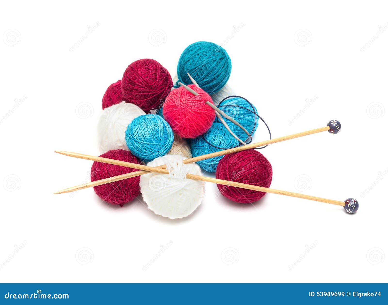 Colorful Balls of Wool with Needles Stock Image - Image of wool, woolen ...