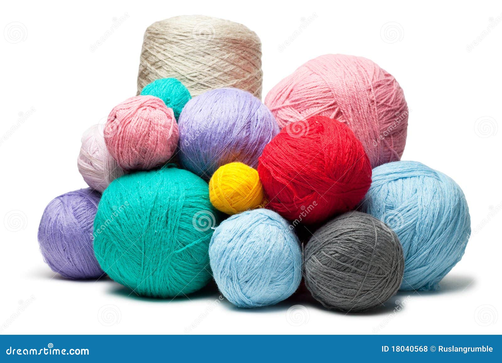 Colorful Balls of Woollen Threads Isolated Stock Photo - Image of ...