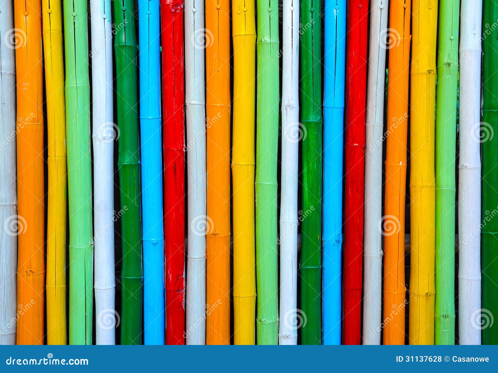 Colorful Bamboo Fence On Wood Texture For Background Royalty-Free Stock ...