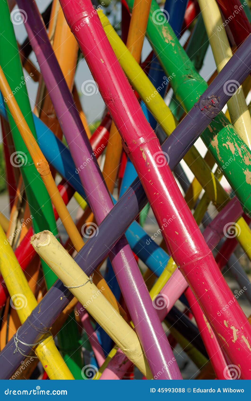 Colorful Bamboo Installation Stock Photo - Image of background, design ...