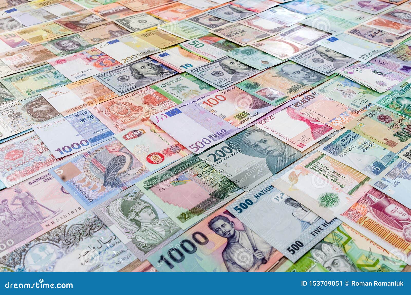 Colorful Banknote Collection for Background, Close Up Stock Image ...