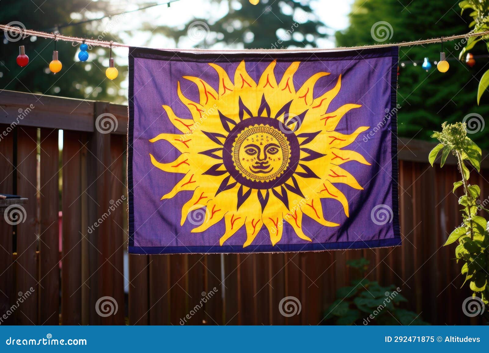 A Colorful Banner Decorated with a Sun Motif Stock Image - Image of ...