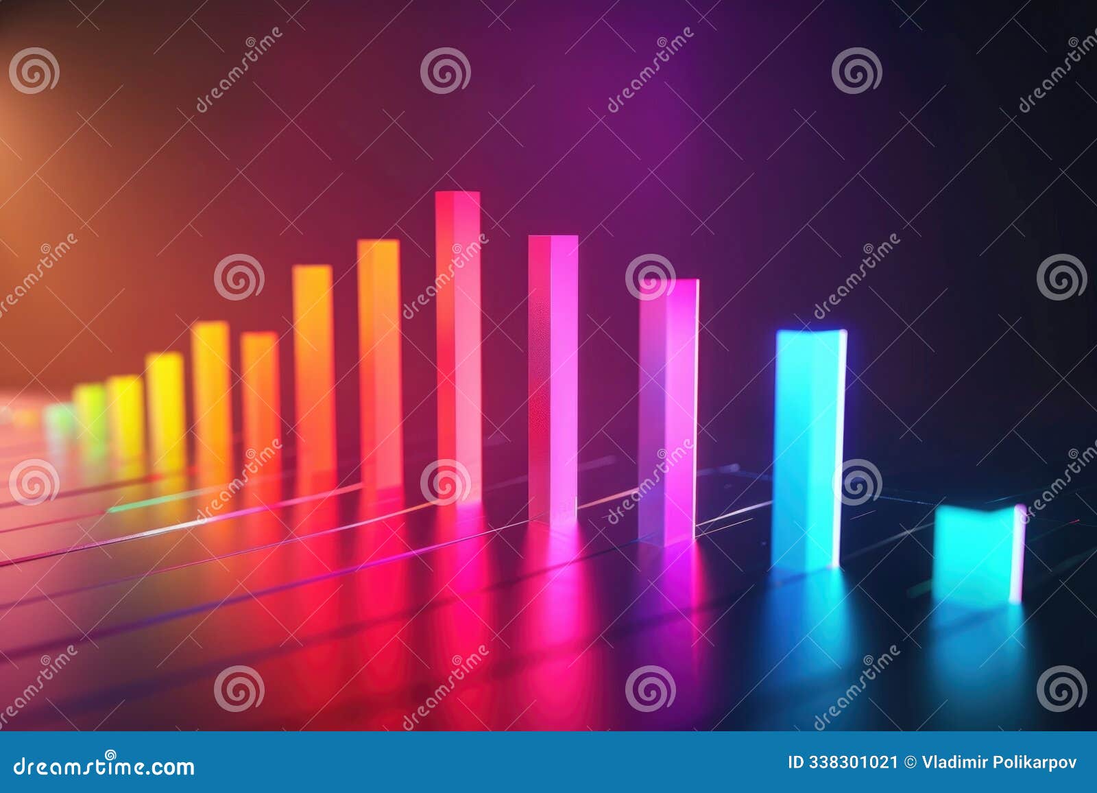 A Colorful Bar Chart on a Black Background Stock Illustration ...