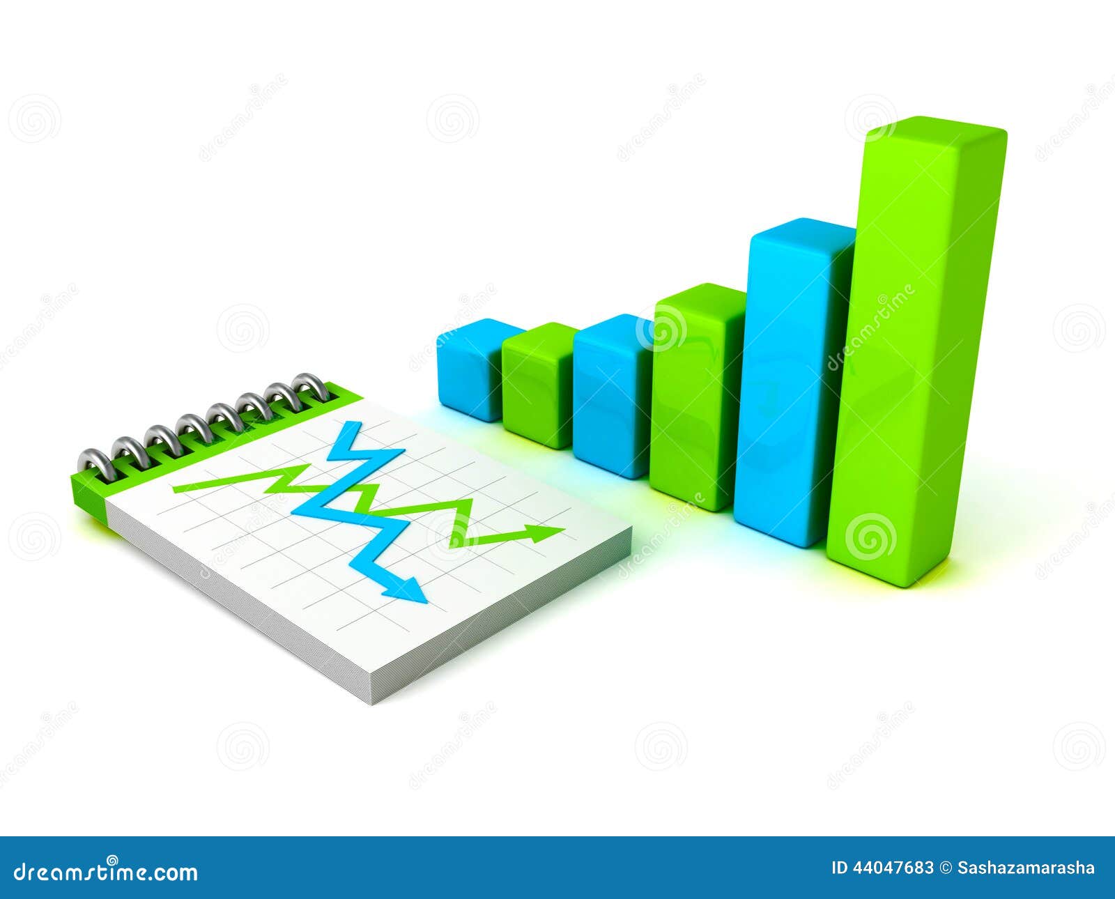 Colorful Bar Chart Graph with Paper Notebook Stock Illustration ...