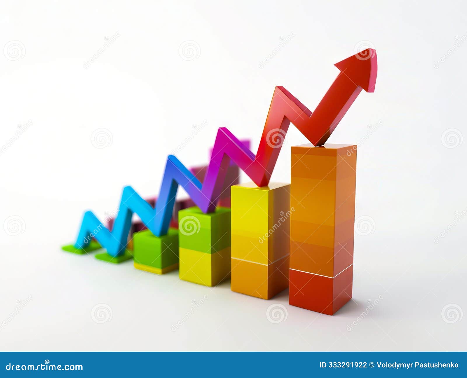 A Colorful Bar Chart with a Red Arrow Going Up Stock Illustration ...