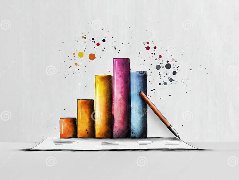 A Colorful Bar Graph Illustration with Paint Splashes Representing Data ...