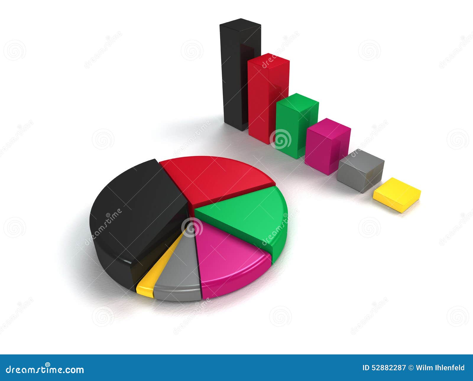 Colorful Bar Graph and Pie Chart Stock Illustration - Illustration of ...