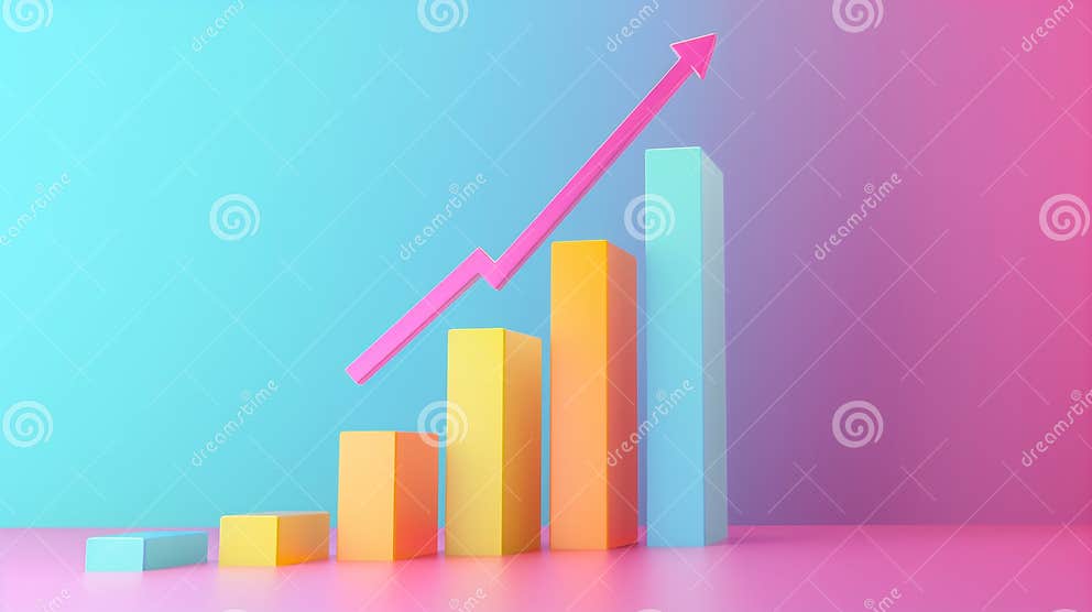 Colorful Bar Graph with Upward Arrow Stock Image - Image of flow ...