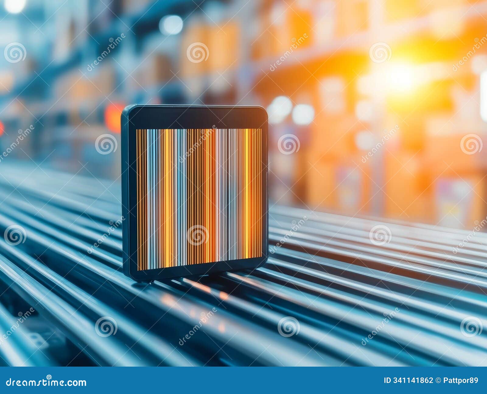 Colorful Barcode on Modern Shelf in Warehouse Setting Stock ...