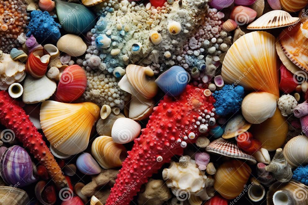 Colorful Barnacles Feeding in Tide among Seashells Stock Image - Image ...