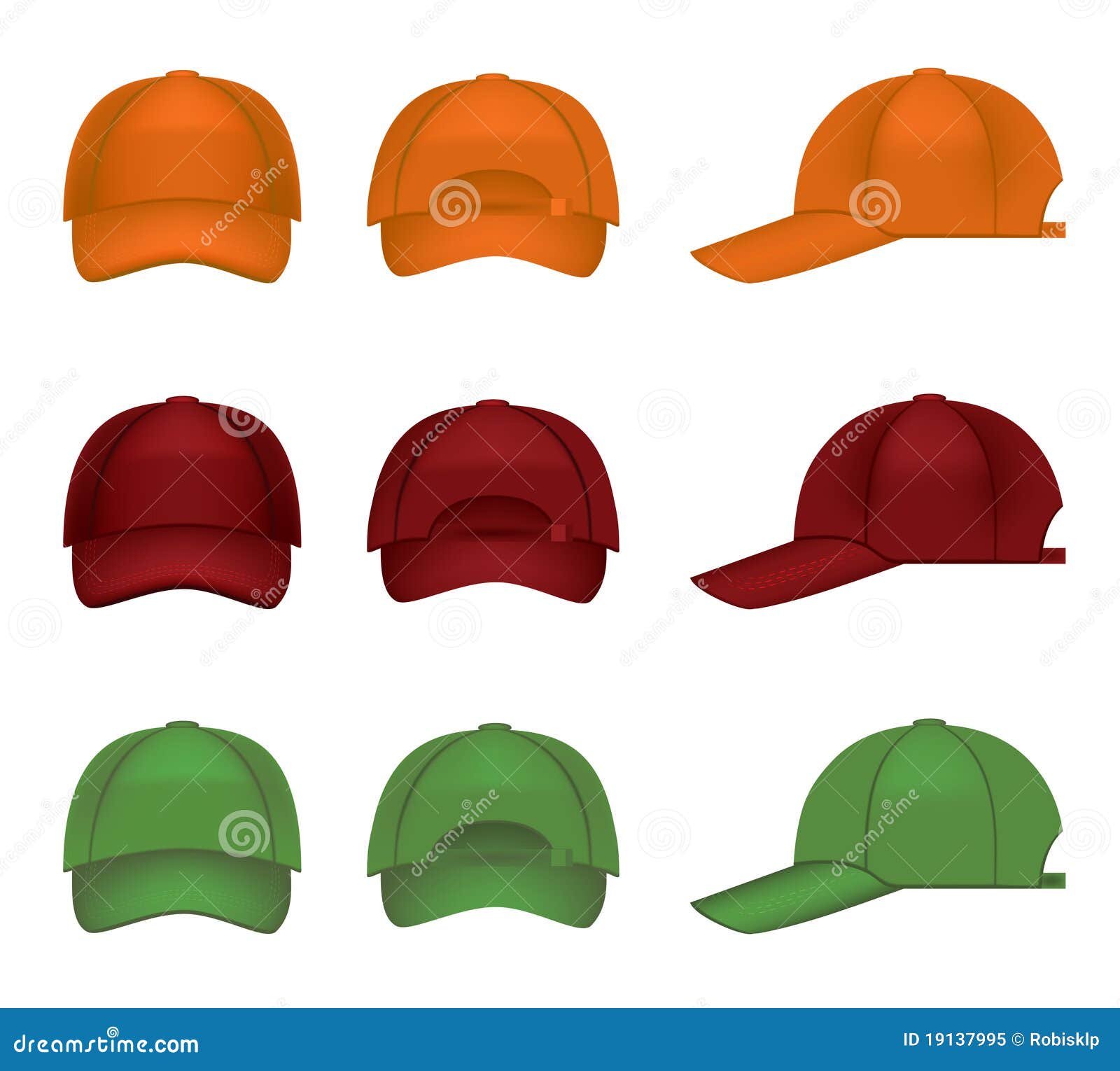 Colorful baseball caps stock vector. Illustration of empty - 19137995