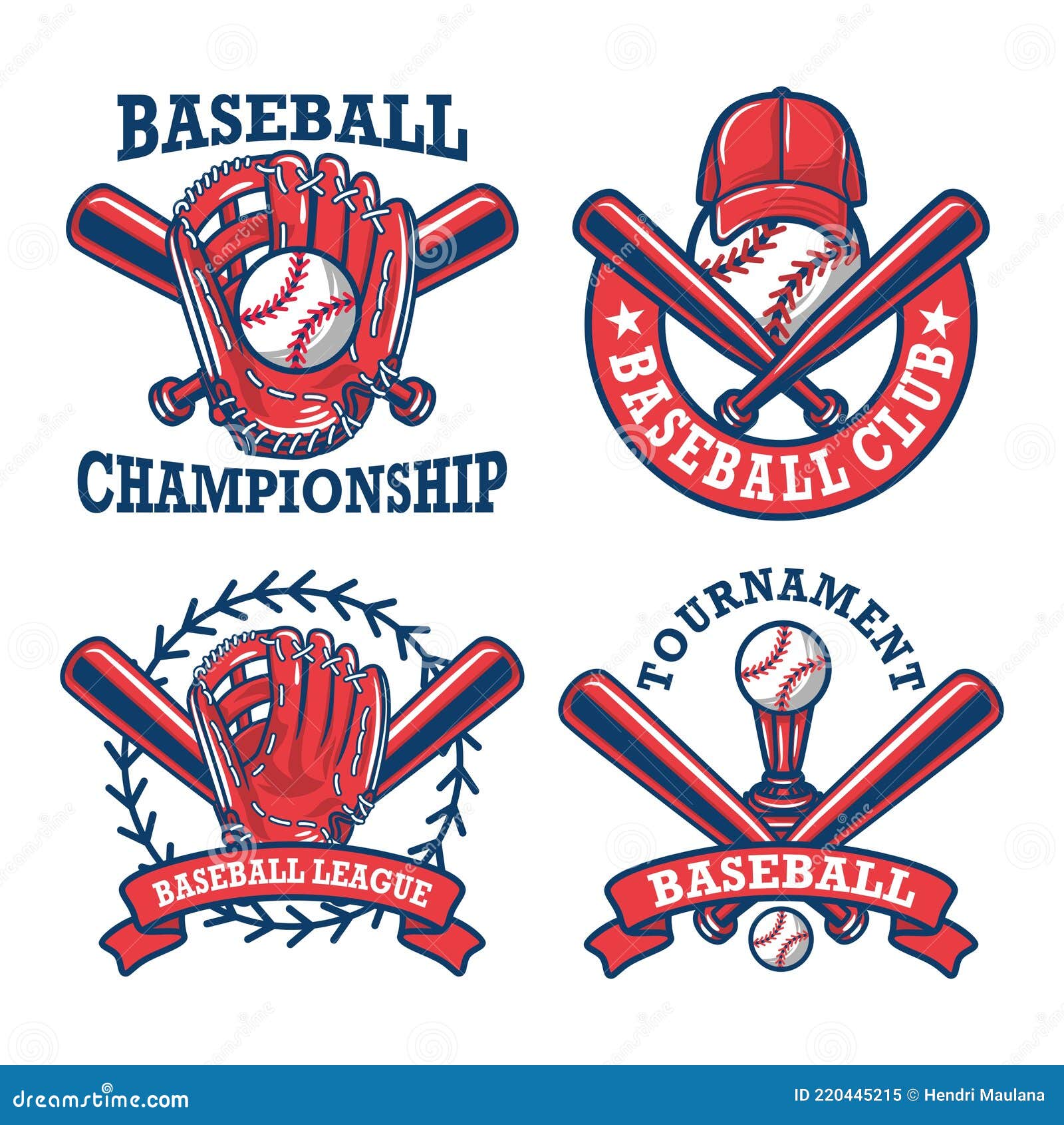 Colorful Baseball Logo And Insignias Collection Cartoon Vector ...