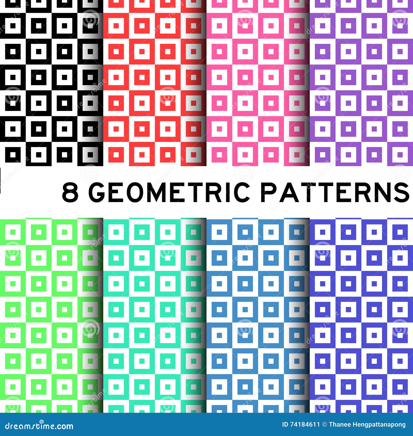 8 Colorful Basic Square Geomertic Pattern Stock Vector - Illustration ...