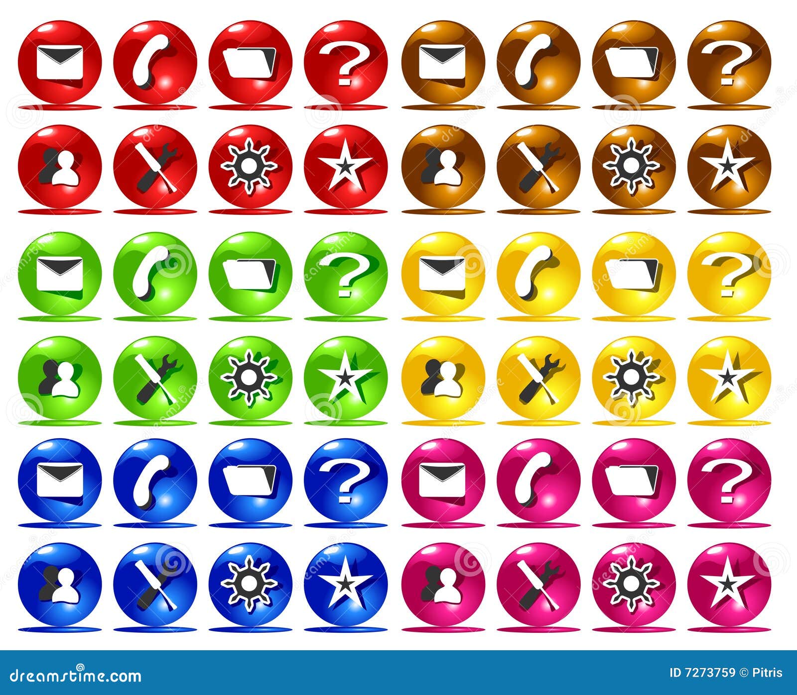 Colorful basic web icons stock vector. Illustration of outline - 7273759